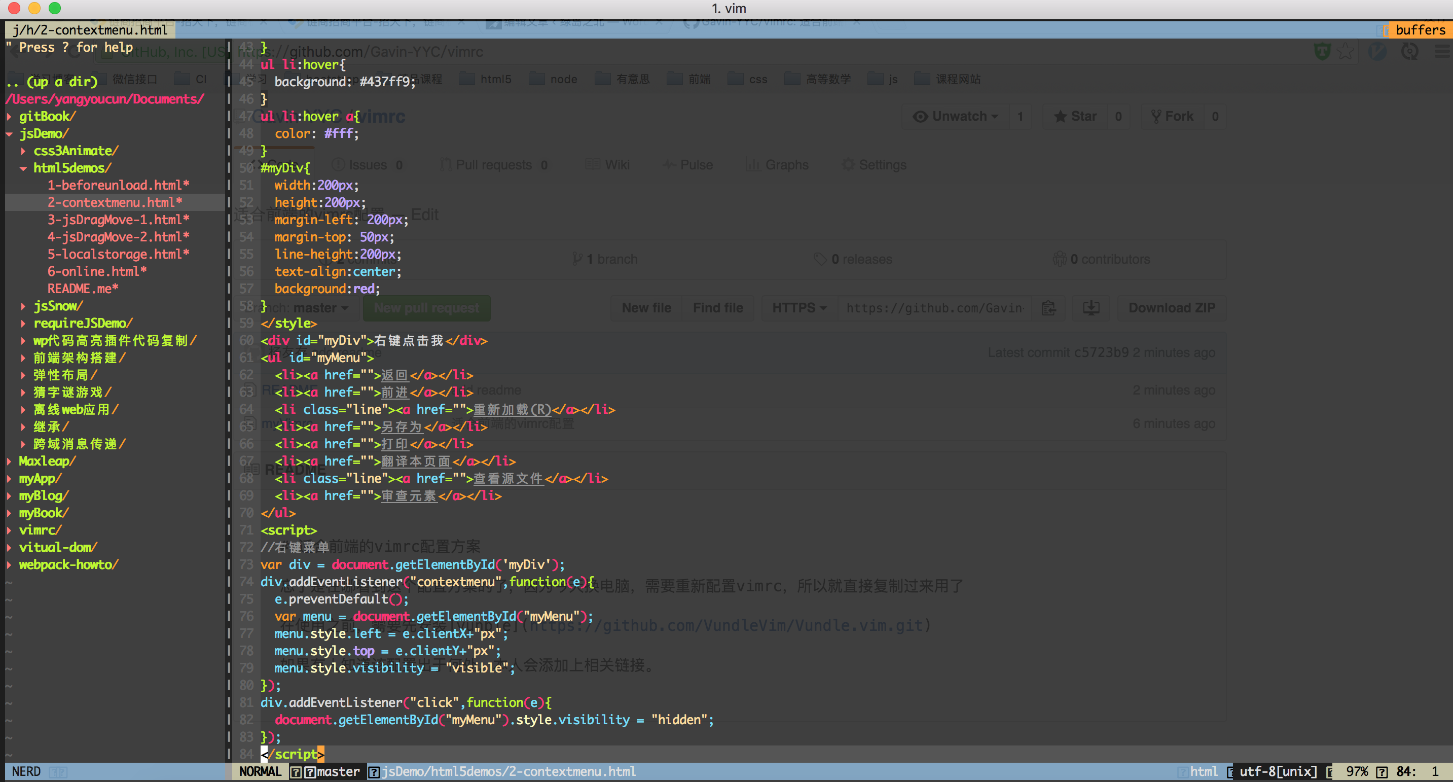 GitHub - Gavin-YYC/vimrc: 适合前端的vimrc配置